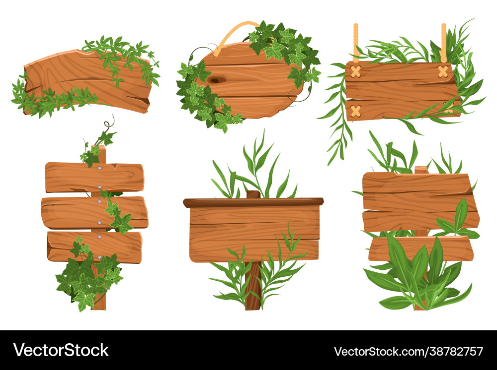 Wood signs icon set Royalty Free Vector Image - VectorStock