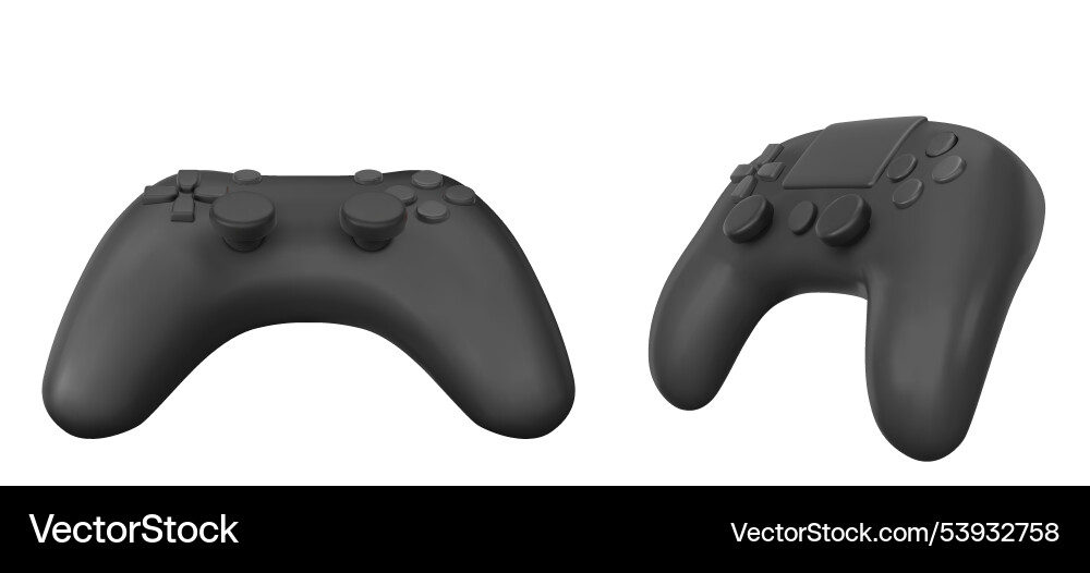 3d black gamepad control joystick for video play Vector Image