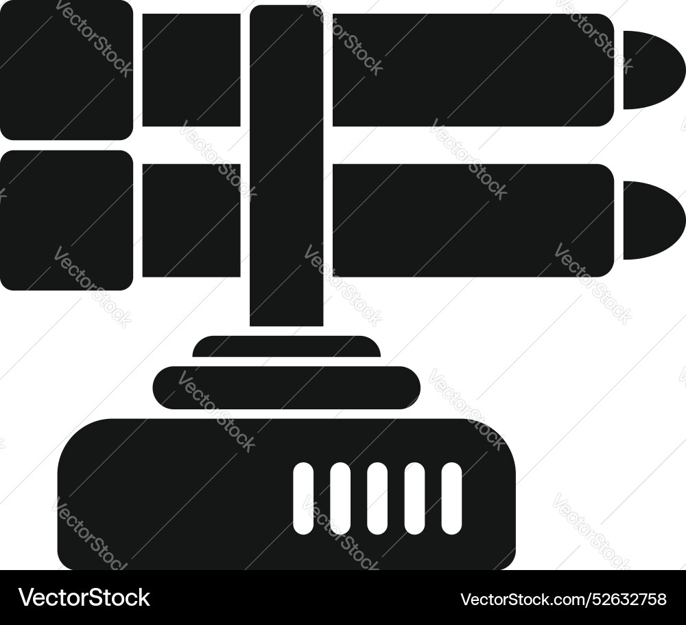 Military rocket launcher standing on platform icon