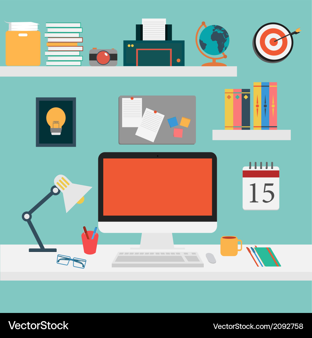Office set for work computersmart Royalty Free Vector Image