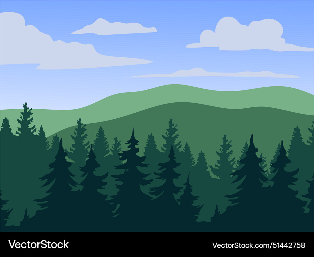 Silhouette of beautiful forest scenery Royalty Free Vector