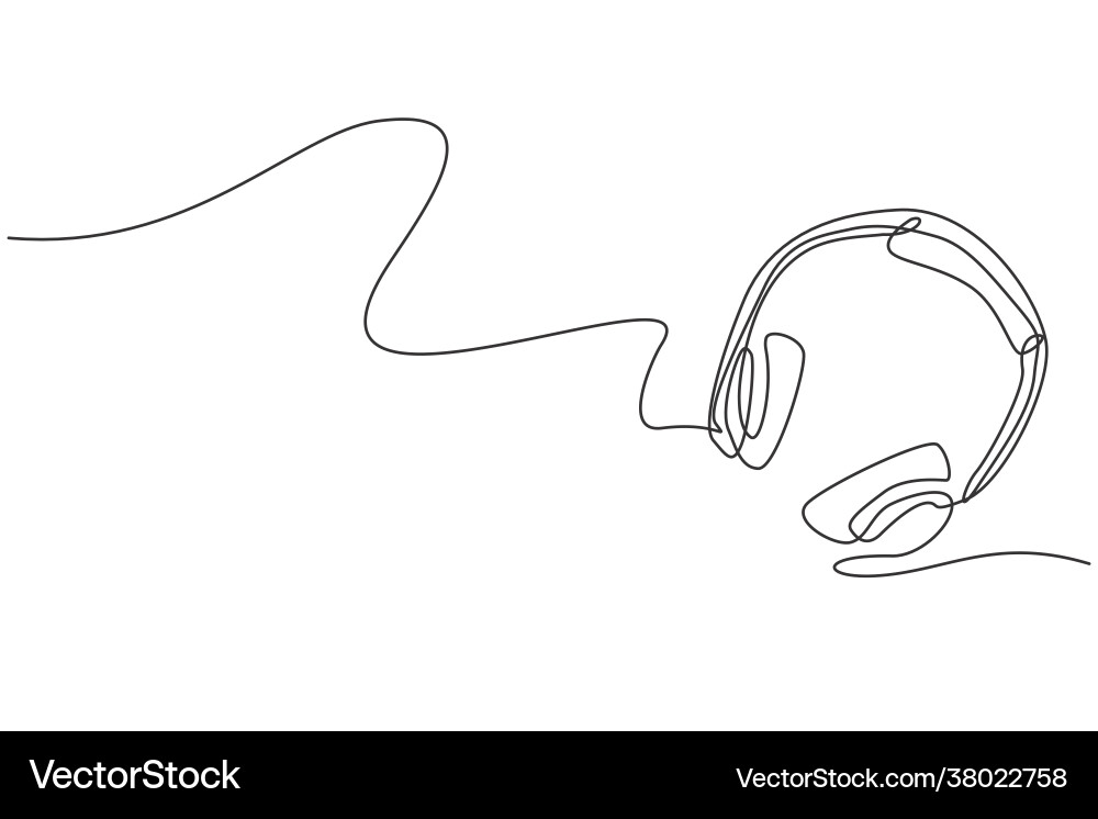 Single continuous line drawing headphone from Vector Image
