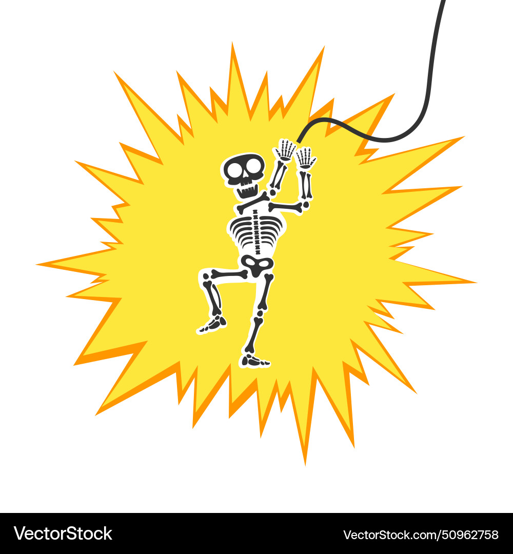 Skeleton electric shock by high voltage Royalty Free Vector