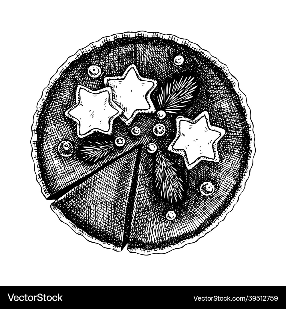 Chocolate cake sketch hand drawn baking Royalty Free Vector