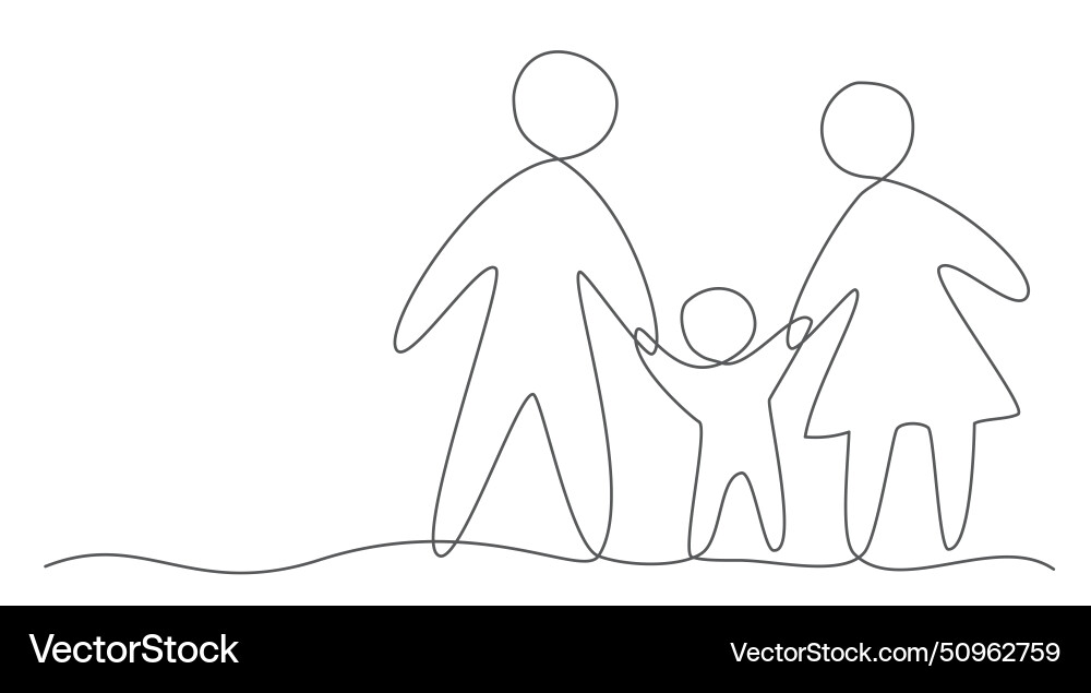 Family one line drawing isolated on white Vector Image