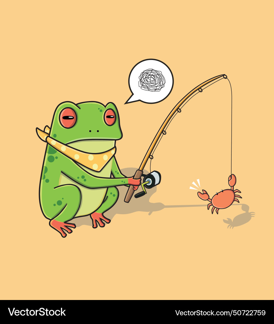 Fishing frog Royalty Free Vector Image - VectorStock