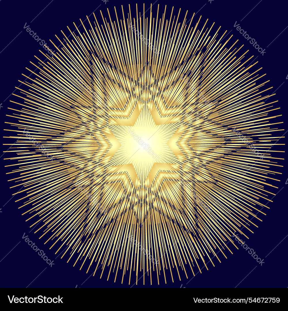 Golden six-pointed star symbol Royalty Free Vector Image