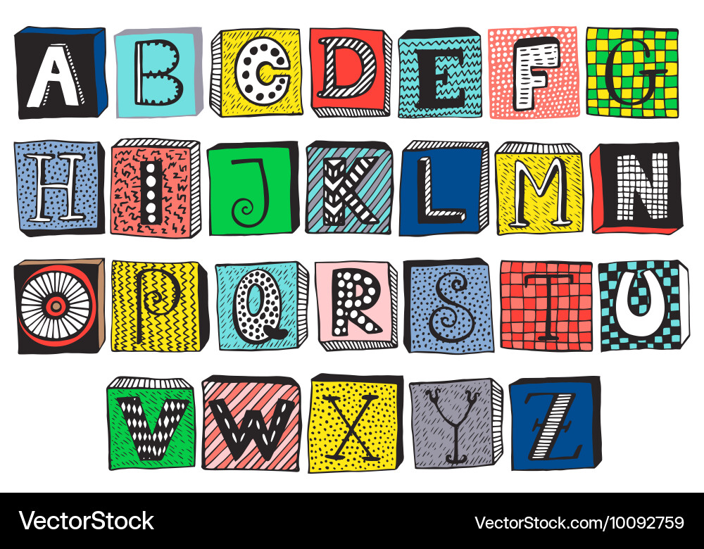 Fancy Block Letter Alphabet Vector Alphabet. Calligraphic Font. Unique