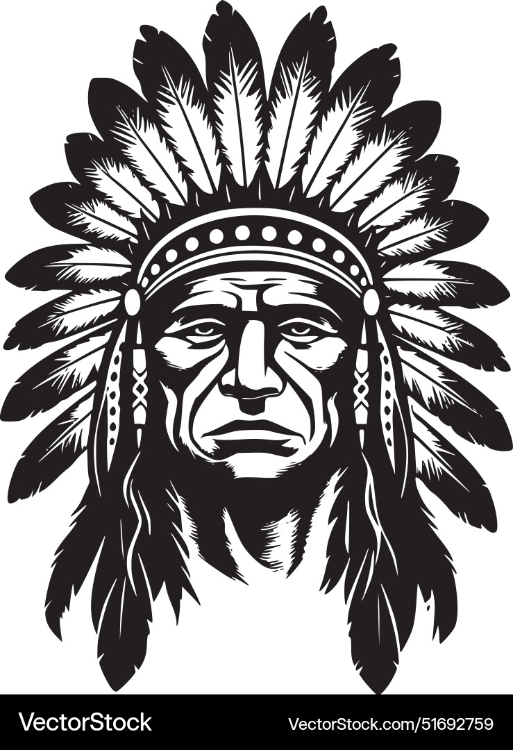 Indian chief - high quality logo ideal Royalty Free Vector