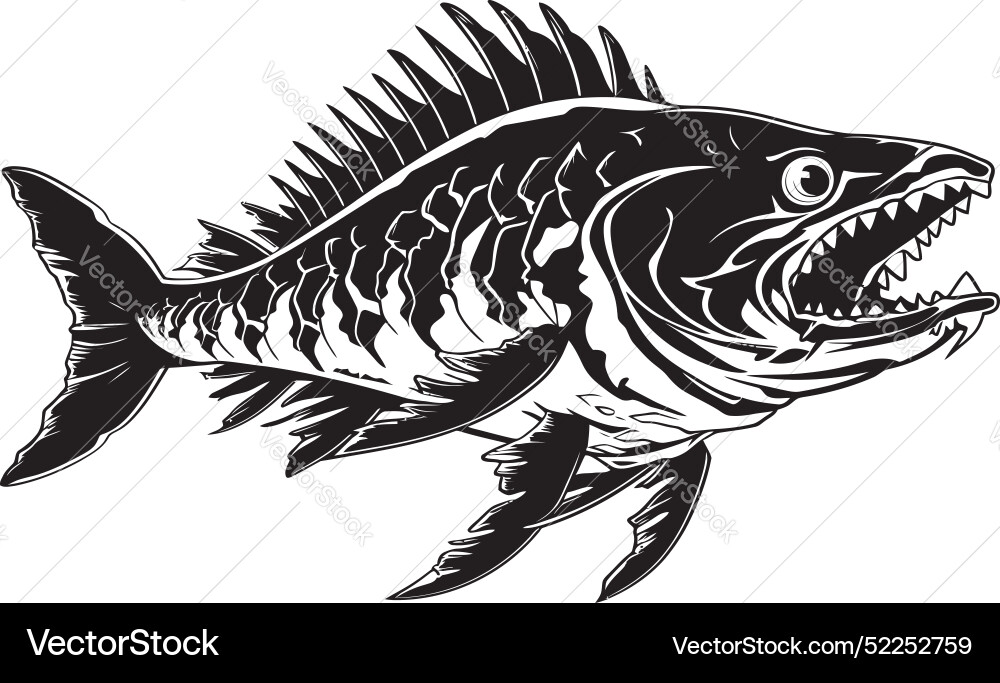 Ominous osteology black iconic predator fish Vector Image