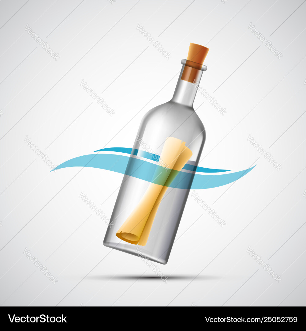 Paper with message sos in a glass bottle Vector Image