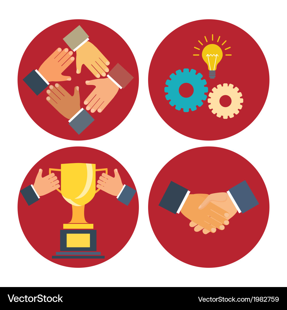 Partnership and cooperation icons Royalty Free Vector Image