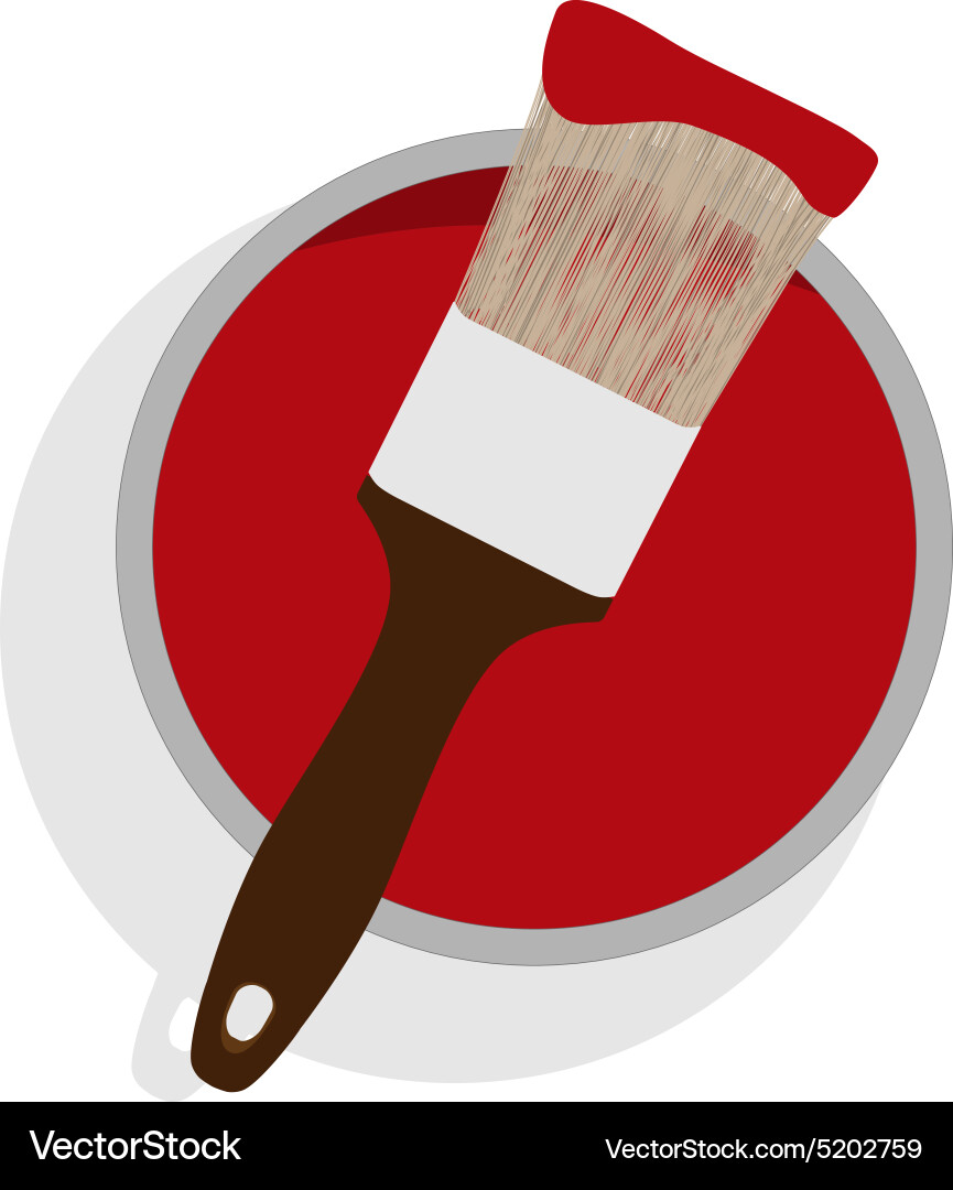 Red Paint Can with Brush Royalty Free Vector Image