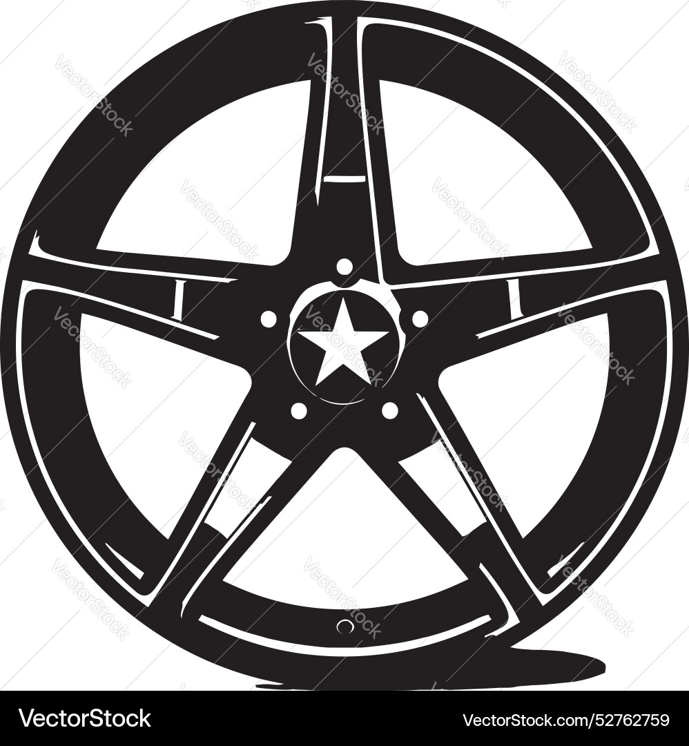 Reflective rim polished alloy wheel logo design Vector Image