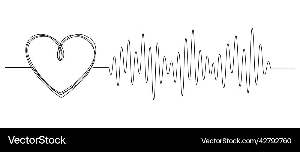 Continuous Line Heart Doodle Royalty Free Vector Image