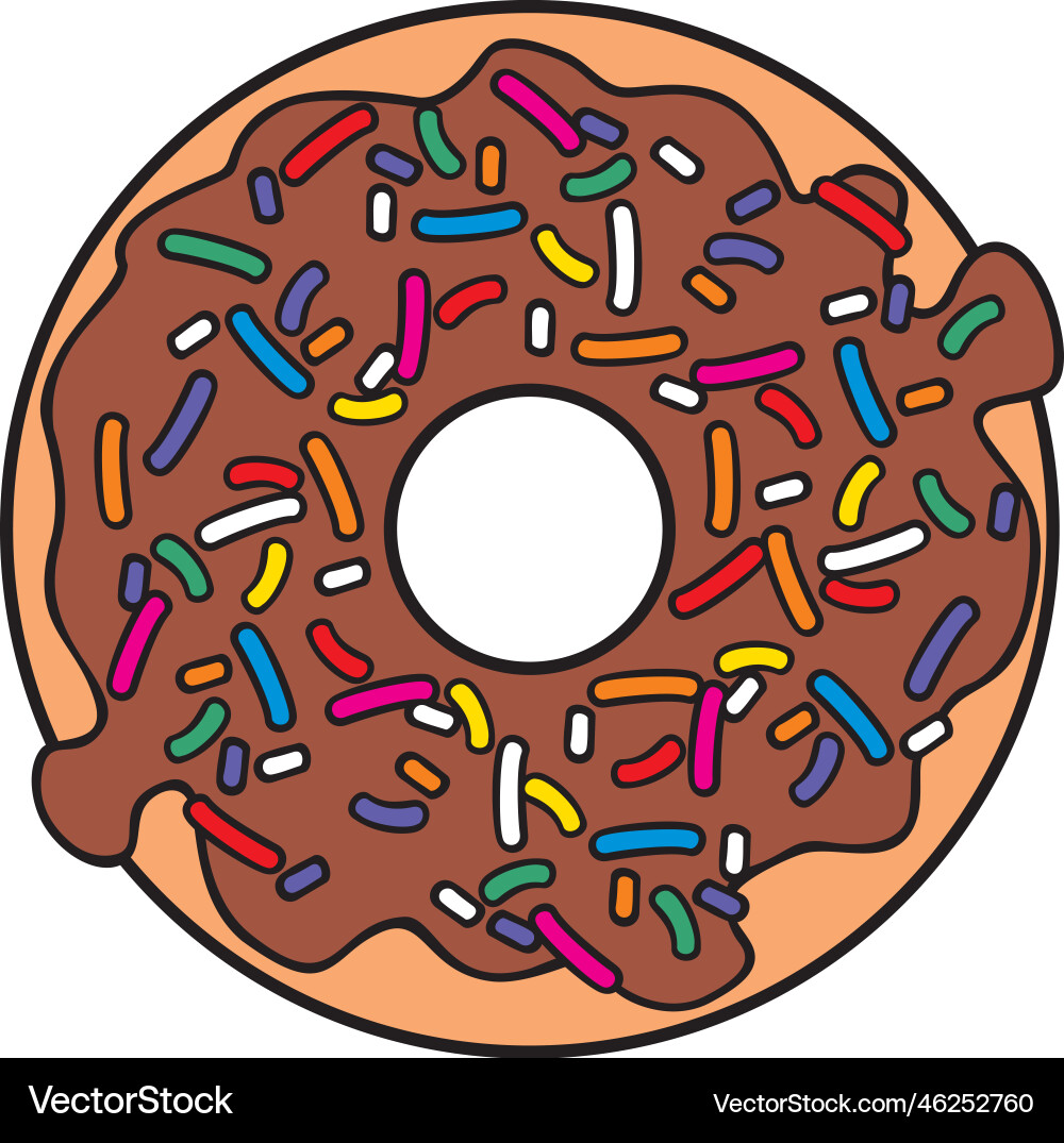 Donut with chocolate glaze and sprinkles Vector Image