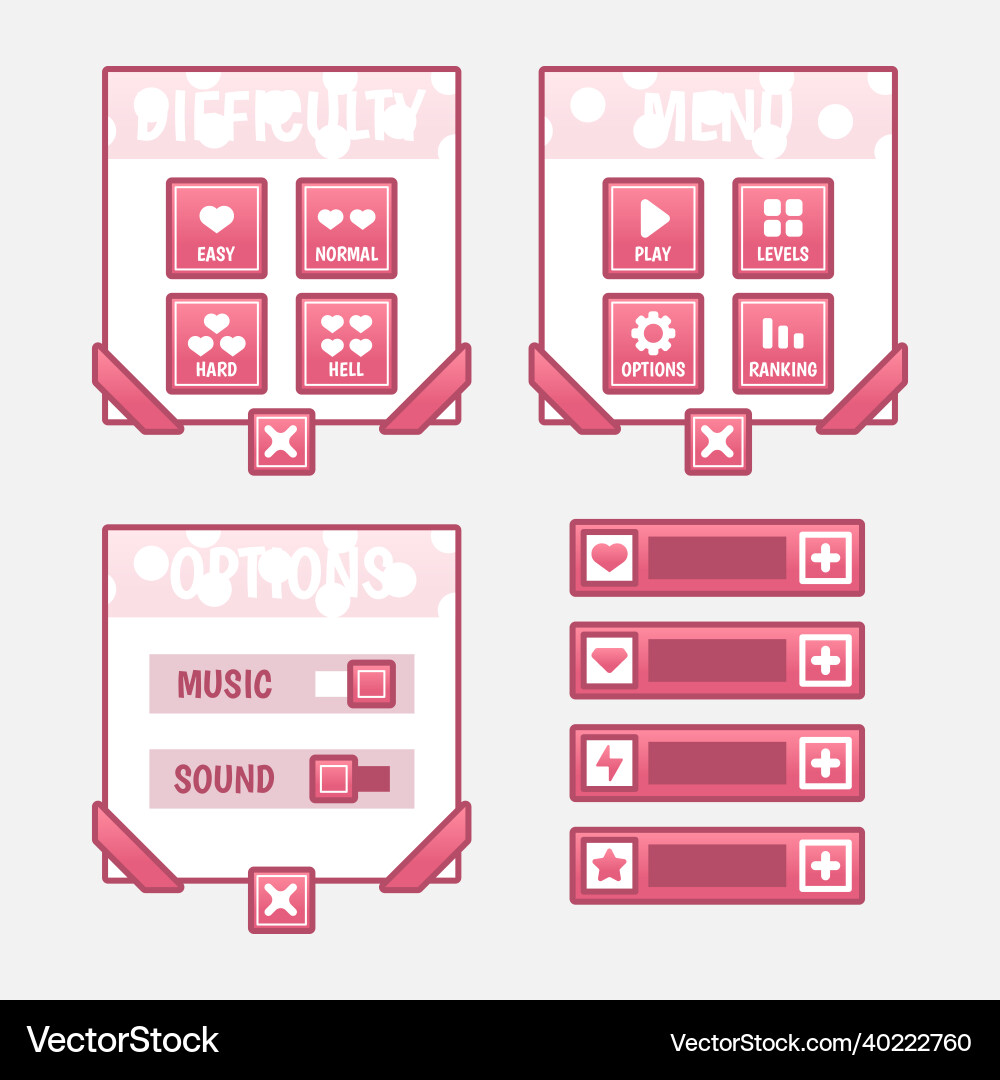 Game template gui kit interface level selection Vector Image