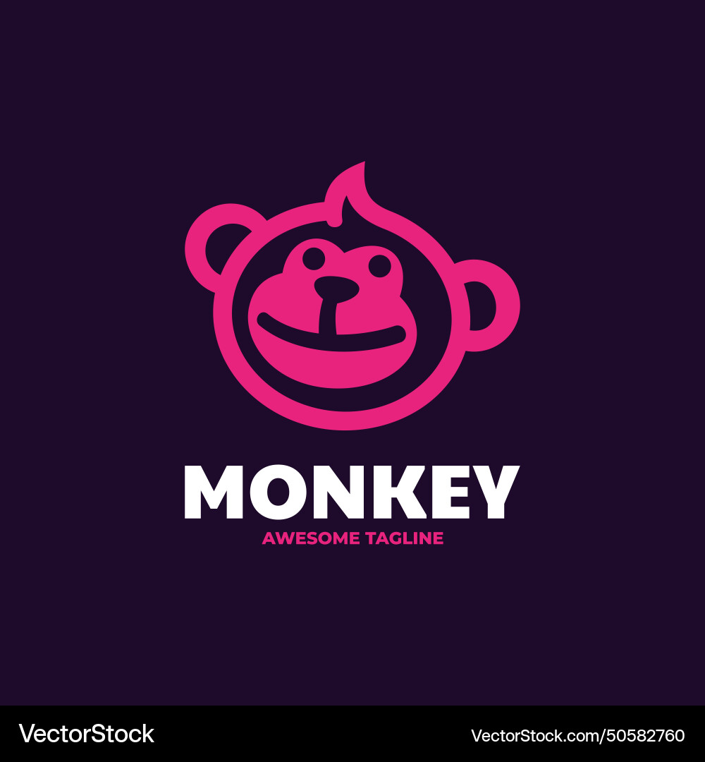 Logo monkey simple mascot style Royalty Free Vector Image