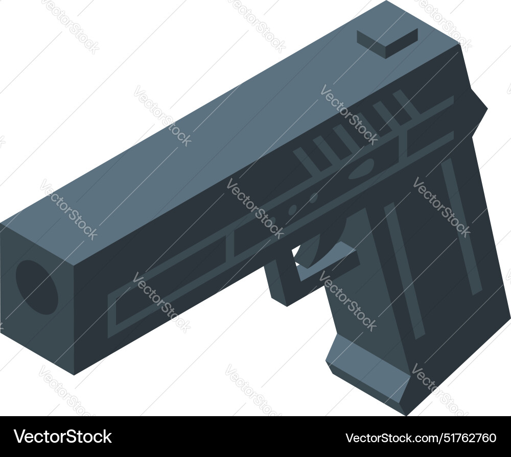 Modern handgun pistol pointing right isometric Vector Image