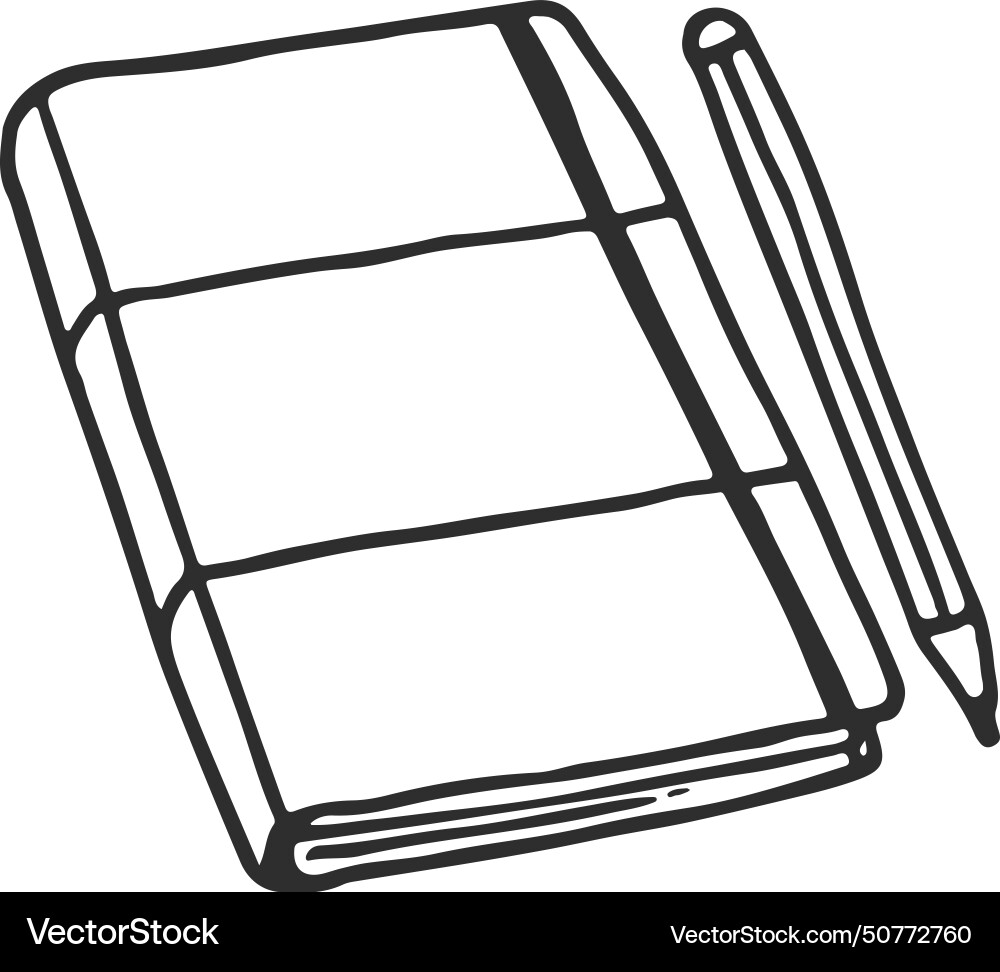 Notebook and pencil doodle hand drawn creativity Vector Image