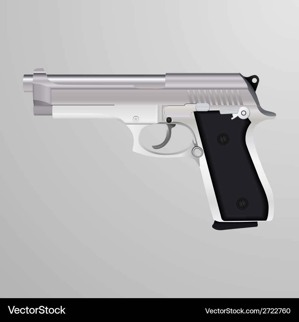 Realistic of a silver handgun Royalty Free Vector Image