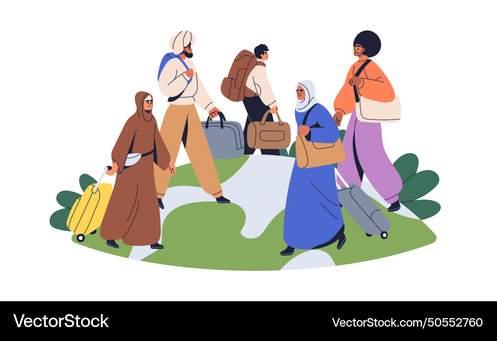 Refugees migrants wandering around world Vector Image