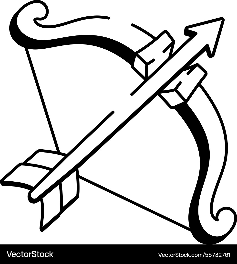 A doodle style icon depicting an archery bow Vector Image