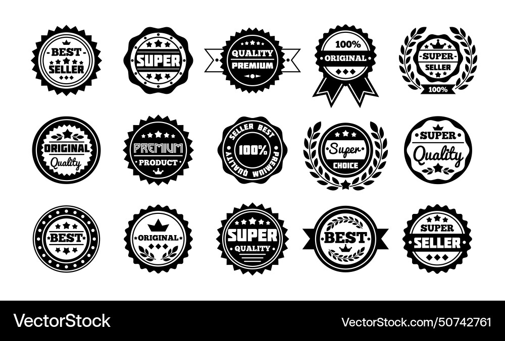 Badge seal quality emblems warranty label Vector Image