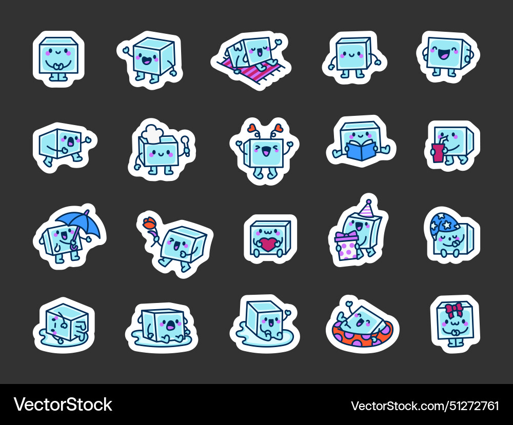 Cheerful ice cube sticker bookmark funny Vector Image