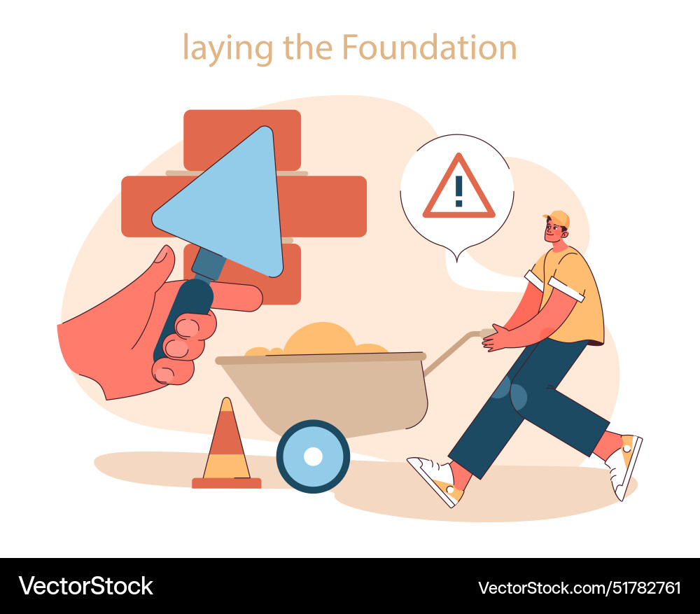 Laying the foundation concept a construction Vector Image