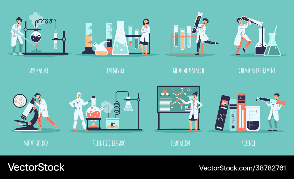 Science laboratory composition set Royalty Free Vector Image