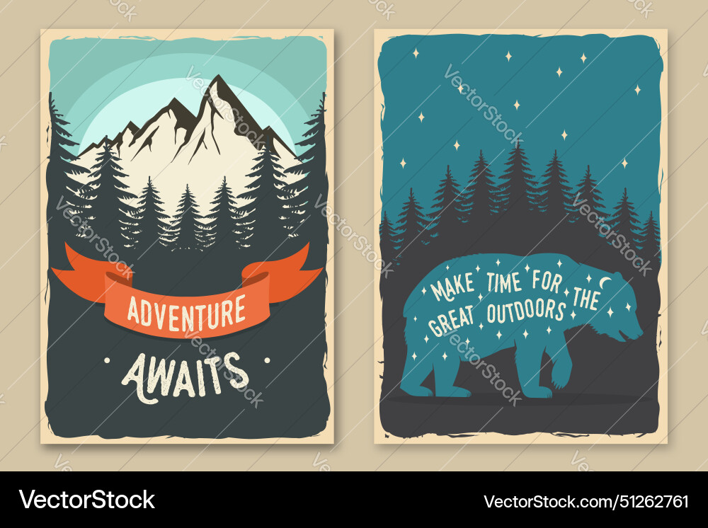 Set of camping retro posters Royalty Free Vector Image