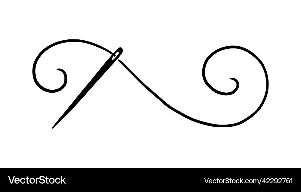 Tailor needle with thread Royalty Free Vector Image
