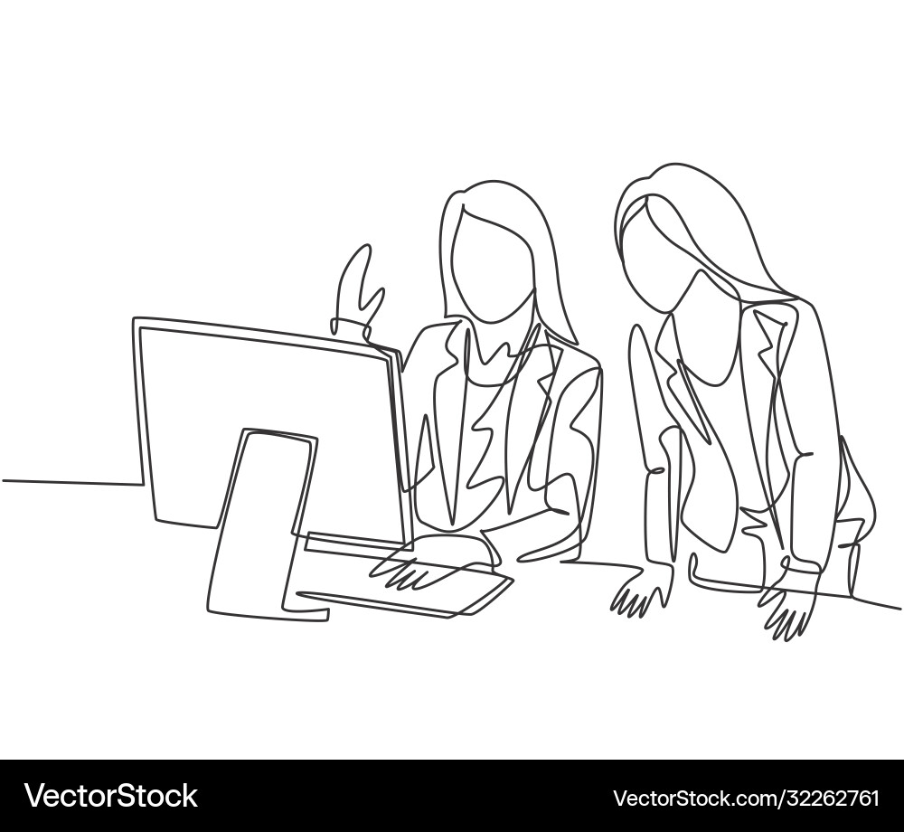 Video conference concept one single line drawing Vector Image
