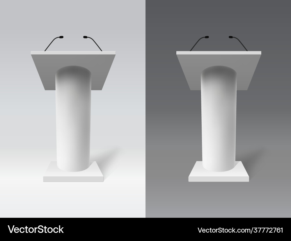 White realistic tribune speech 3d debate Vector Image