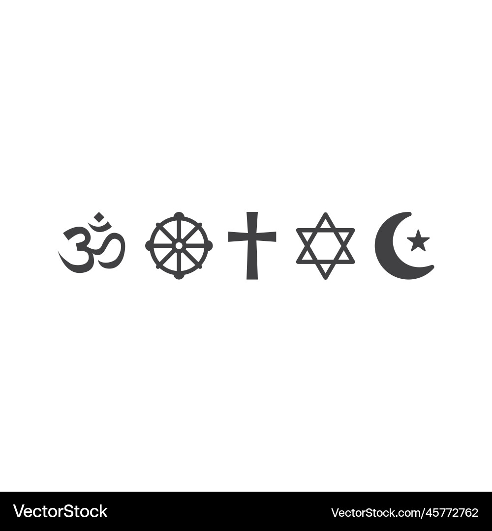 5 major religion symbols icon template Royalty Free Vector