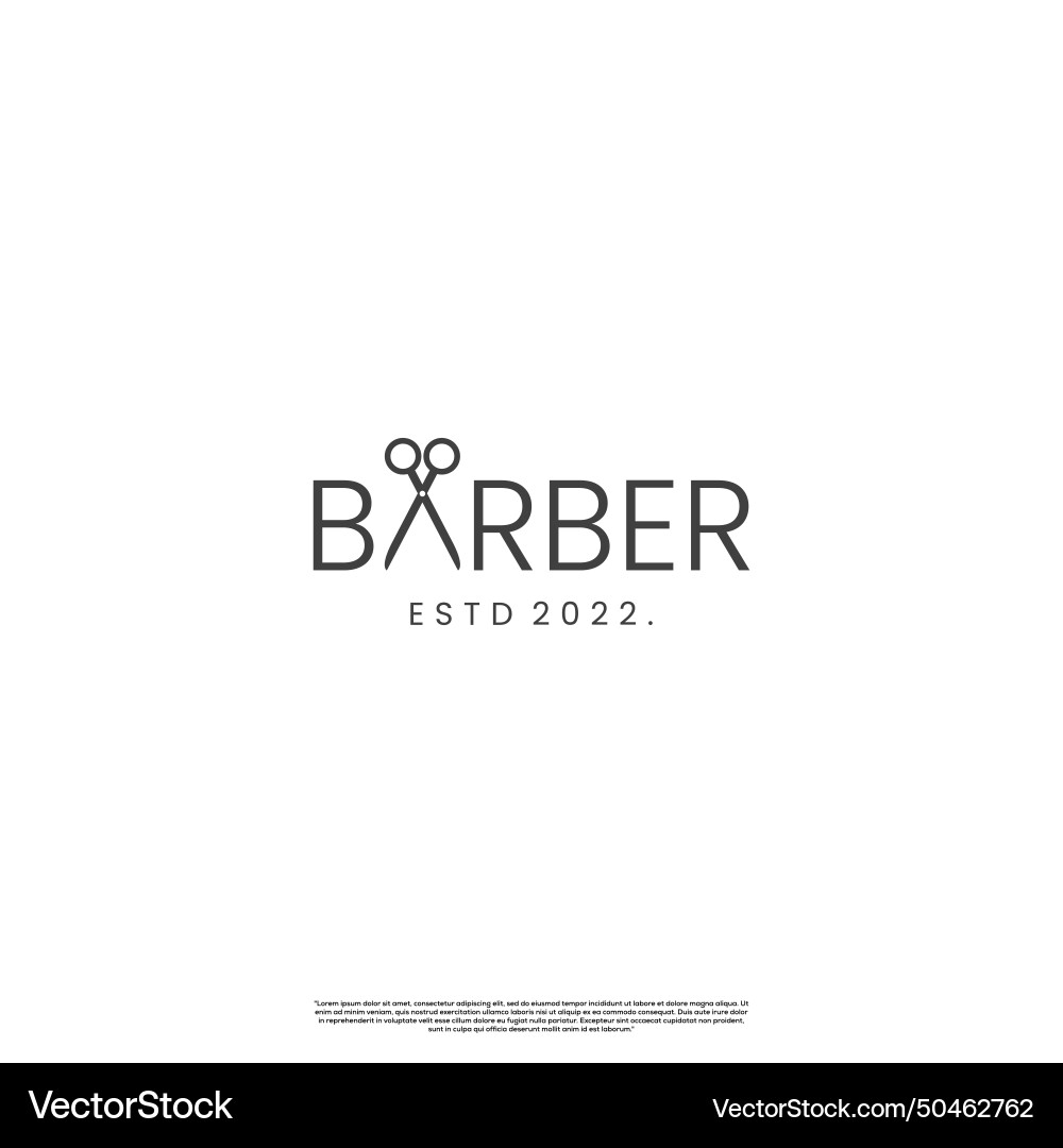 Barber word with scissors icon as letter Vector Image