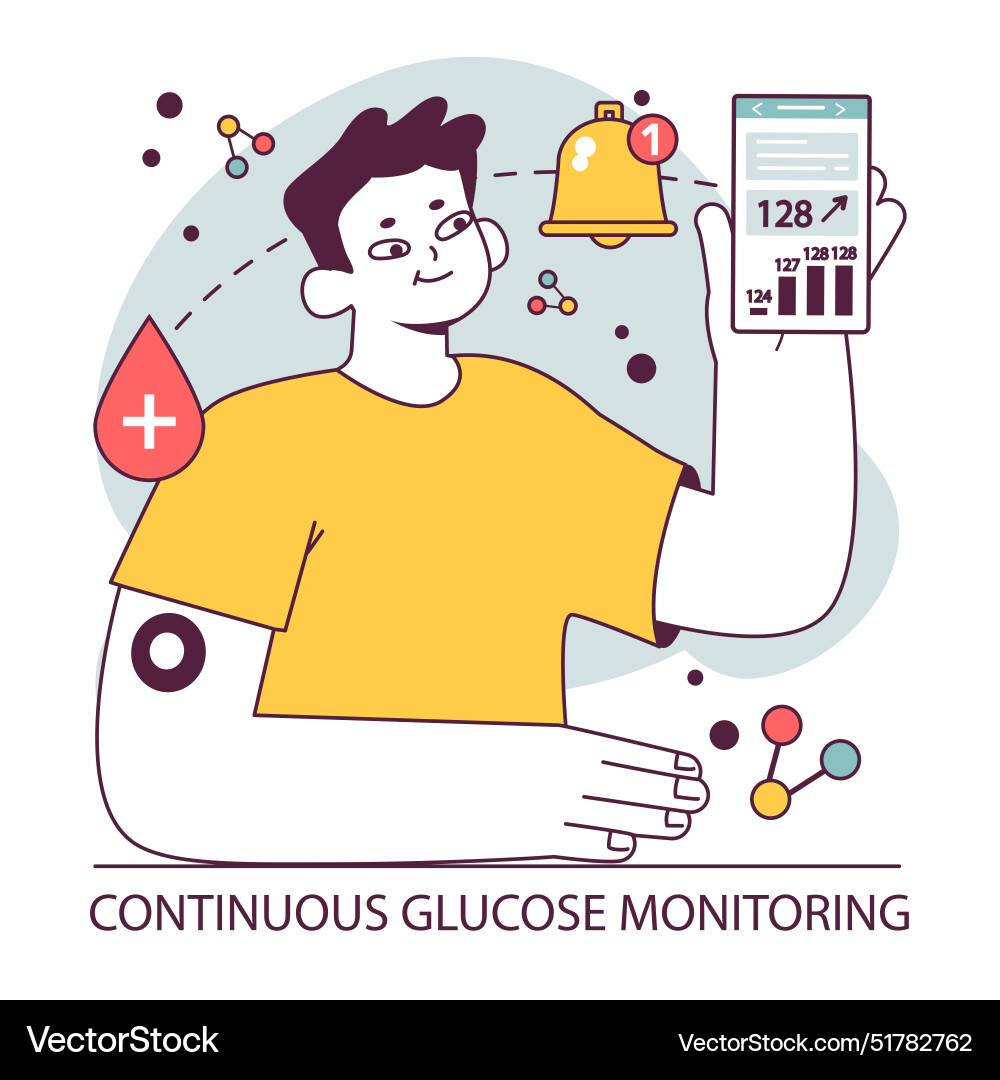 Diabetes measuring sugar blood with glucometer Vector Image