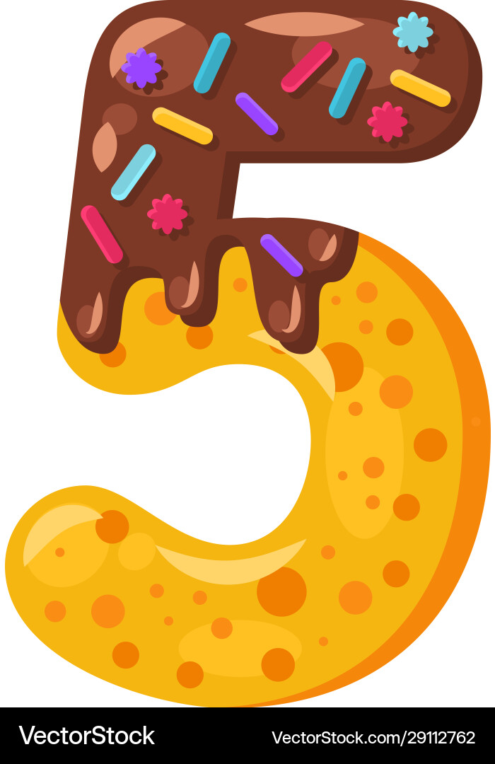 Donut cartoon five number Royalty Free Vector Image