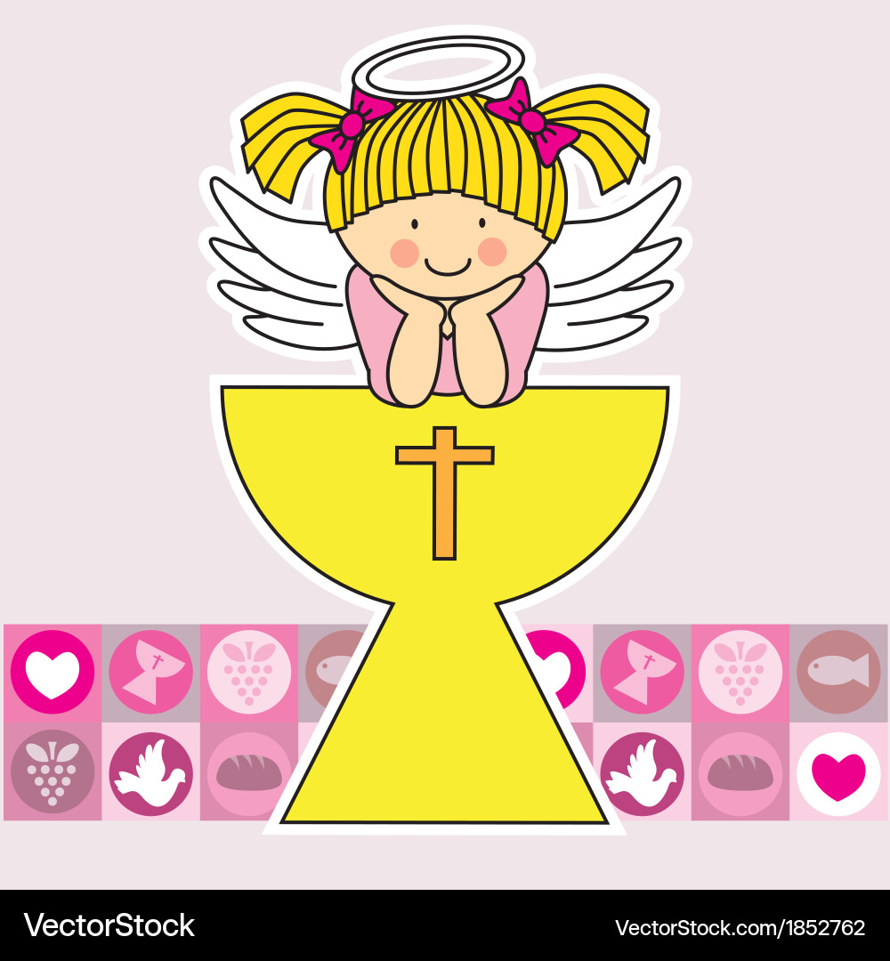 First Communion Angel Holy Grail Royalty Free Vector Image