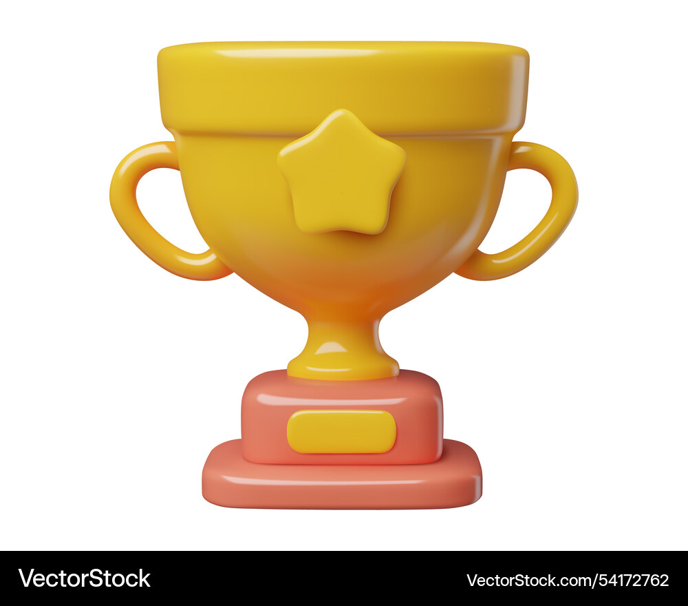 Gold trophy cup with a star cute minimal 3d icon Vector Image