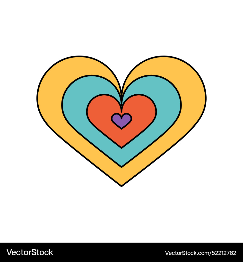 Groovy heart with frames of different colors Vector Image