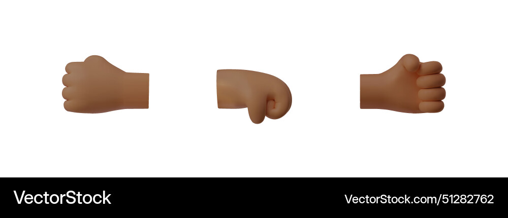 Hand fist gesture various poses 3d set Royalty Free Vector