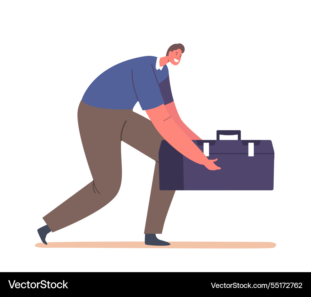 Handyman holding toolbox ready to tackle any task Vector Image