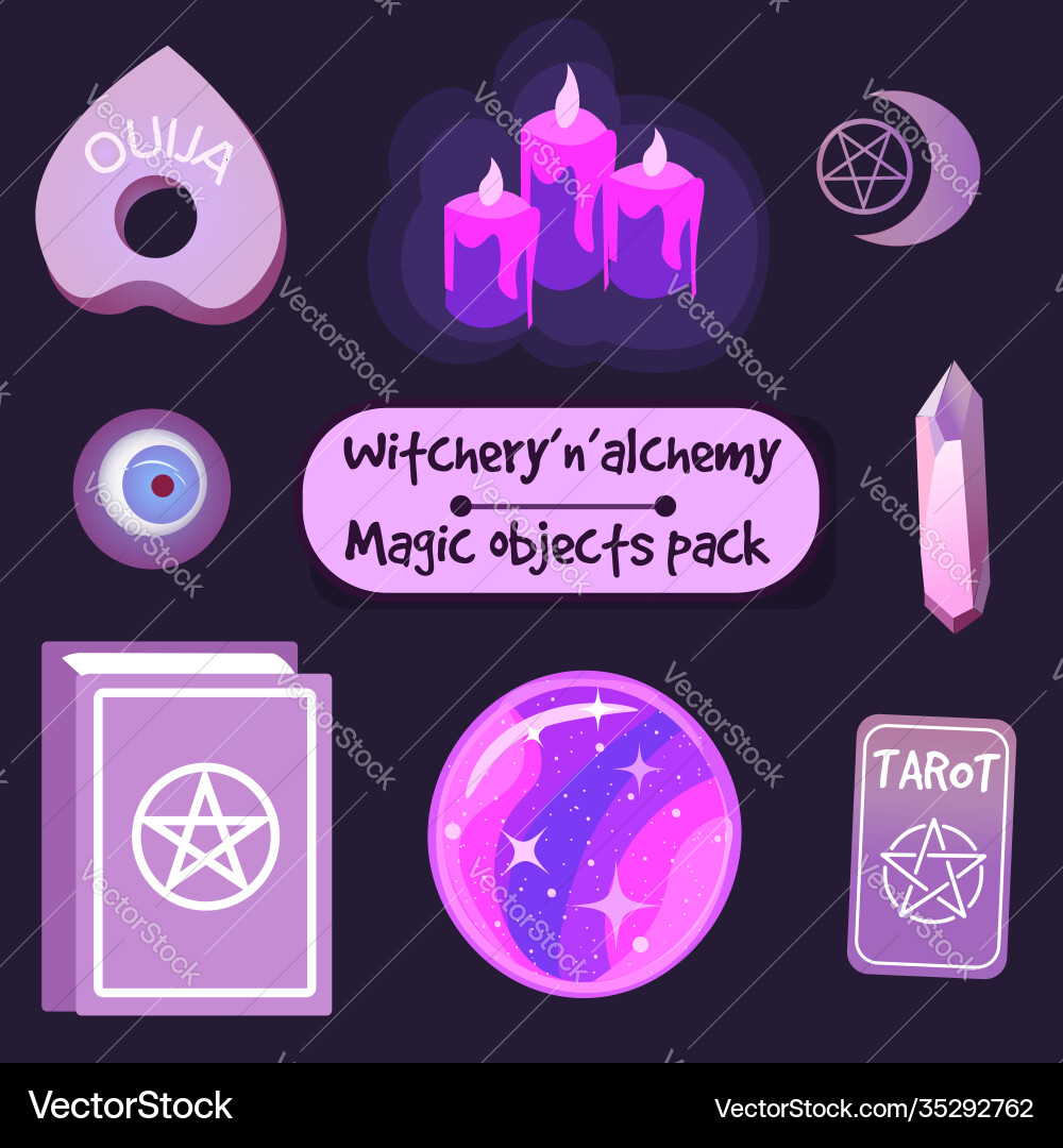 Magic witchery objects and symbols pack Royalty Free Vector