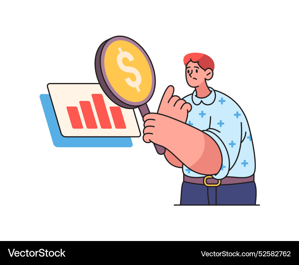Man thinking on increasing money profit Royalty Free Vector