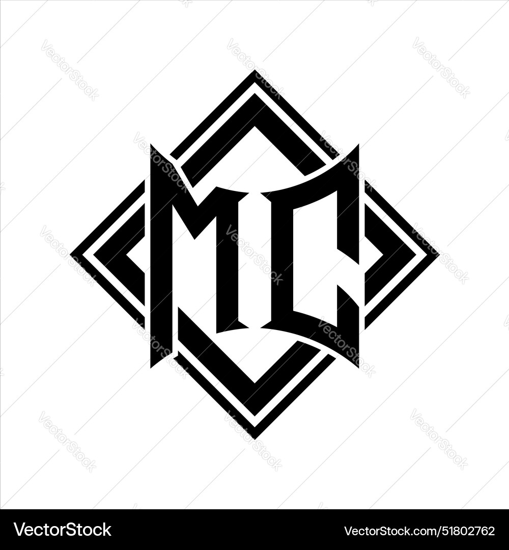 Mc letter logo with abstract shield shape Vector Image
