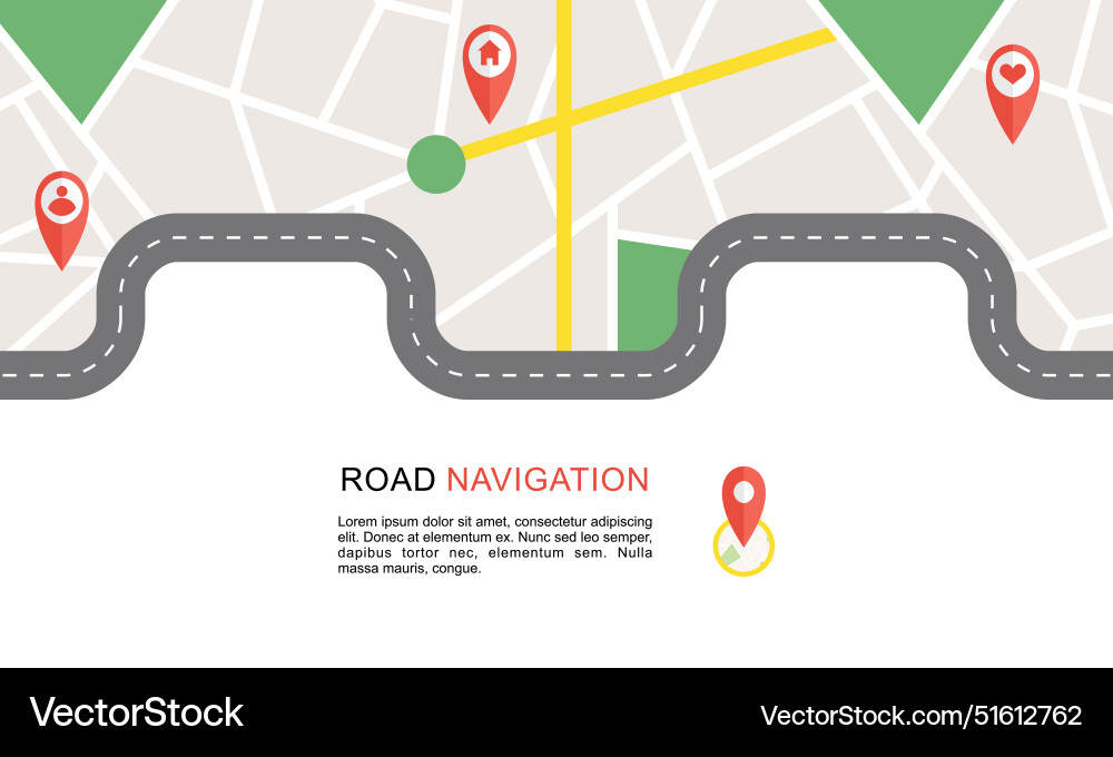 Navigation concept with pin pointer Royalty Free Vector