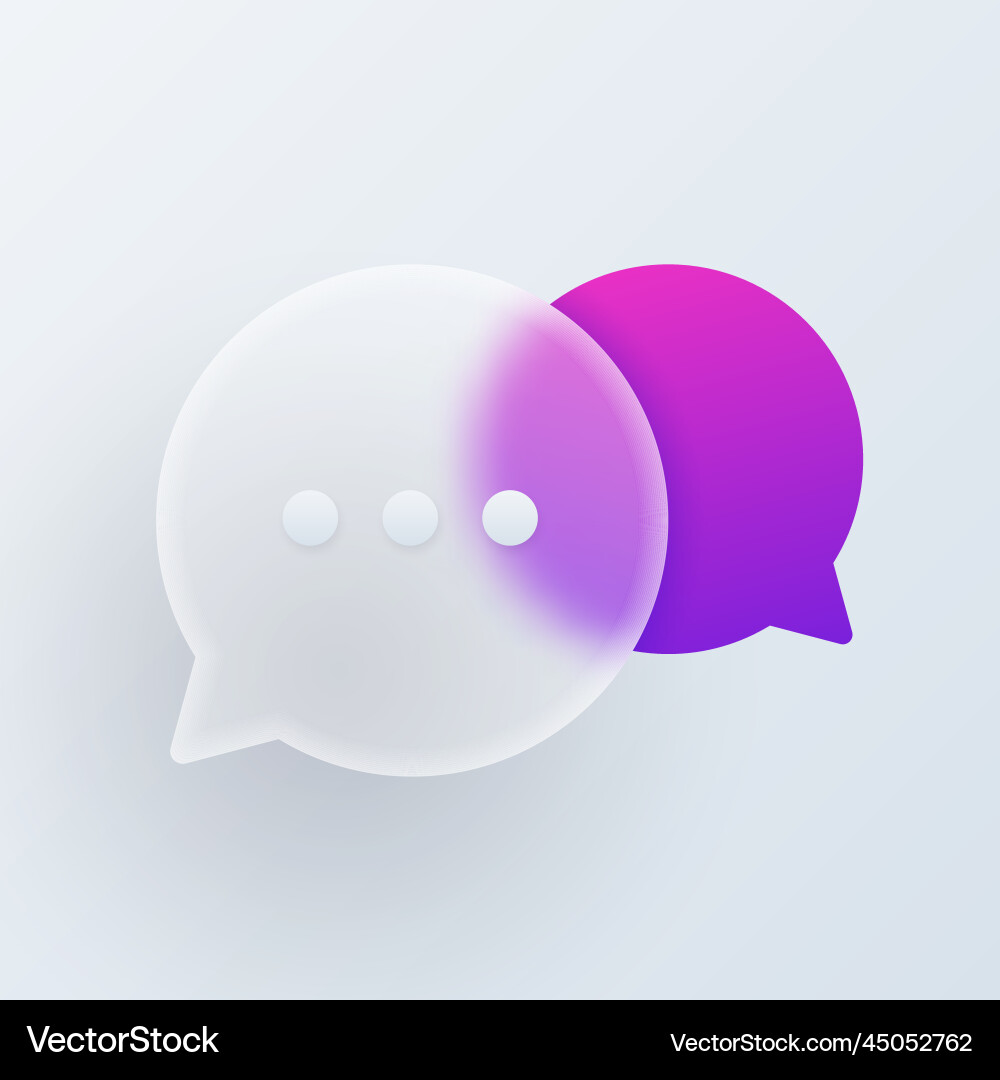 Two speech bubbles glassmorphism 3d icons Vector Image