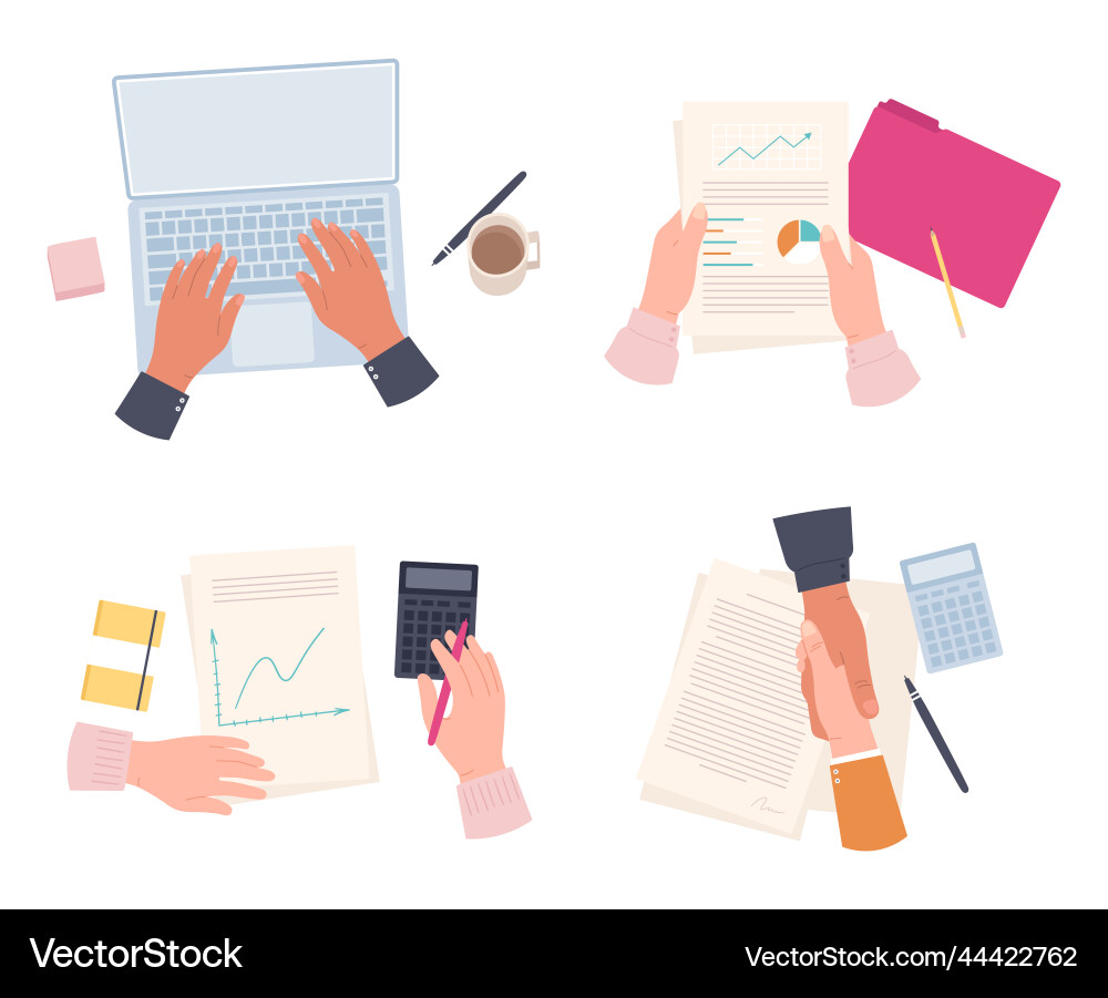 Working businessman hands man typing on laptop Vector Image